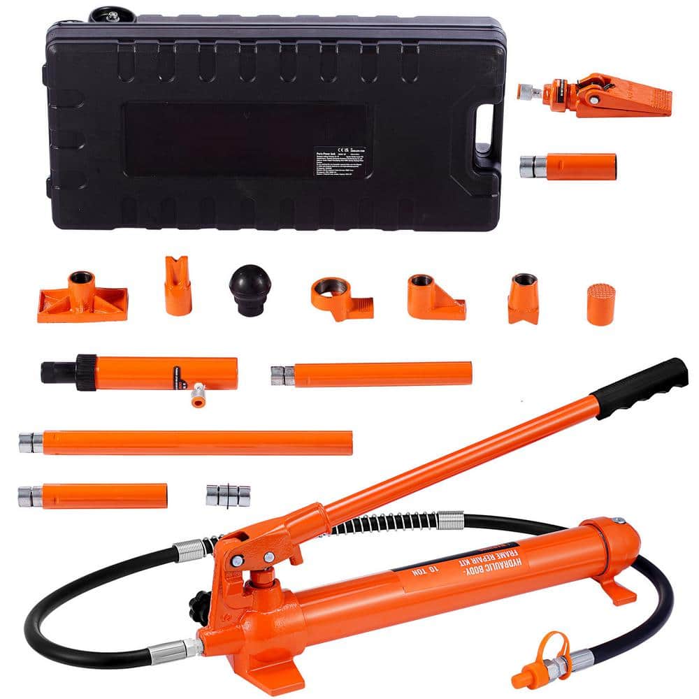 SKYSHALO 10 Ton Porta Power Kit, Hydraulic Ram with Pump, Car Jack with 4.6 ft. /1.4 m Oil Hose ...
