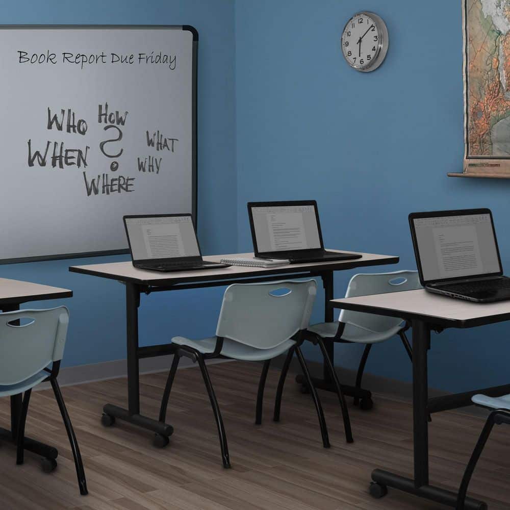 Regency Kobe 60 in x 30 in. Maple Flip-Top Training Nesting Table Desk ...