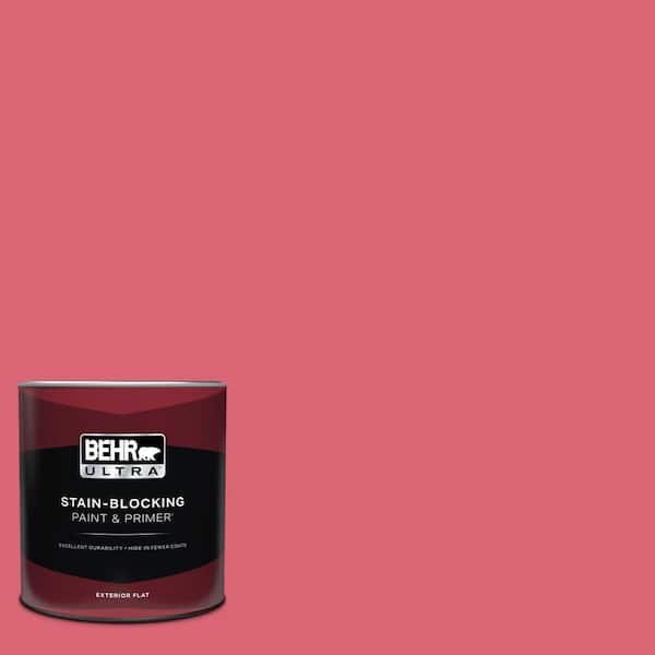 BEHR ULTRA 1 qt. #P150-5A Strawberry Taffy Flat Exterior Paint and ...