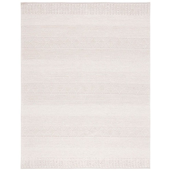 SAFAVIEH Natura 8 ft. x 10 ft. Ivory Diamond Striped Area Rug NAT218A-8 ...