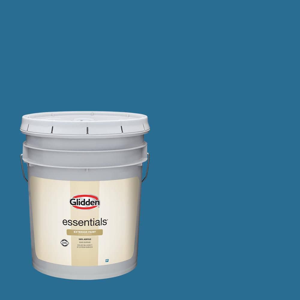 Glidden Essentials 5 gal. PPG1158-6 Blue Oasis Satin Exterior Paint ...