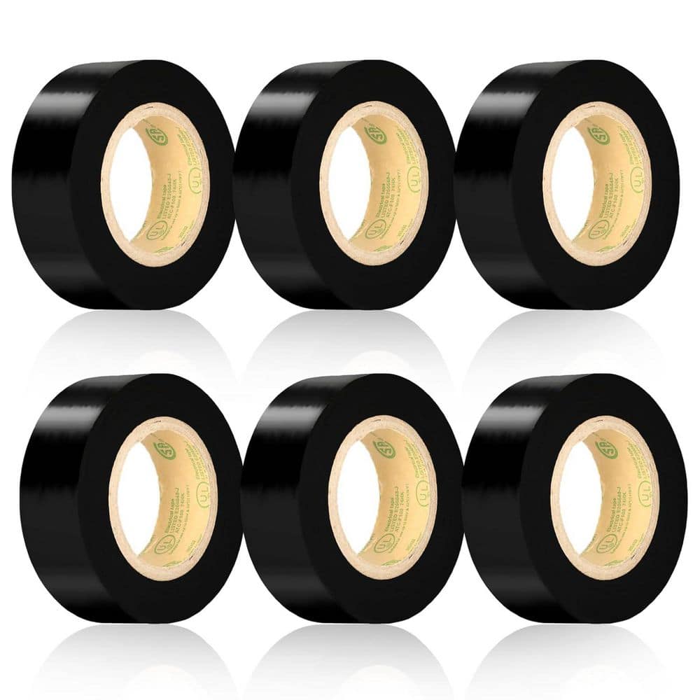 Yichuhaoxi 0.7 in. x 33 ft. Electrical Tape Black 6-Pack UL Approved ...
