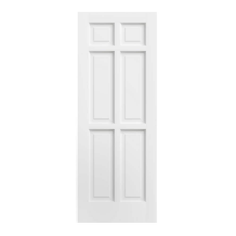 TENONER 30 in. x 80 in. 6-Panel MDF, White Primed Wood, can be painted ...