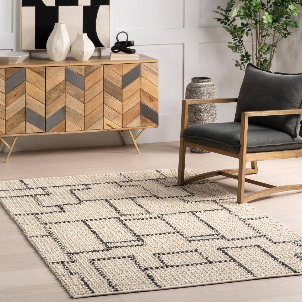 nuLOOM Sherrell Modern High/Low Tassel Ivory 5 ft. x 8 ft. Area Rug ...