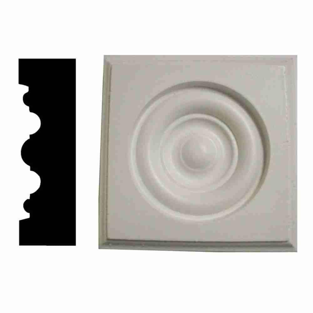 1 in. x 2-3/4 in. x 2-3/4 in. Pine Primed Rosette Corner Block Moulding ...