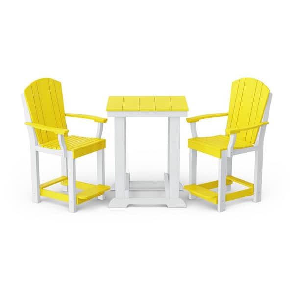 Wildridge Heritage 3-Piece Lemon Yellow and White HDPE Plastic Outdoor ...