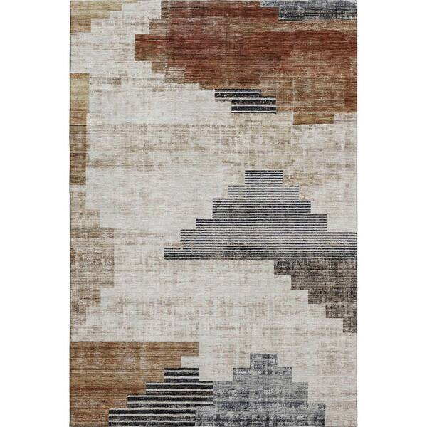 Addison Rugs Mayfield Premium Machine Washable Abstract AMF1829 Paprika ...