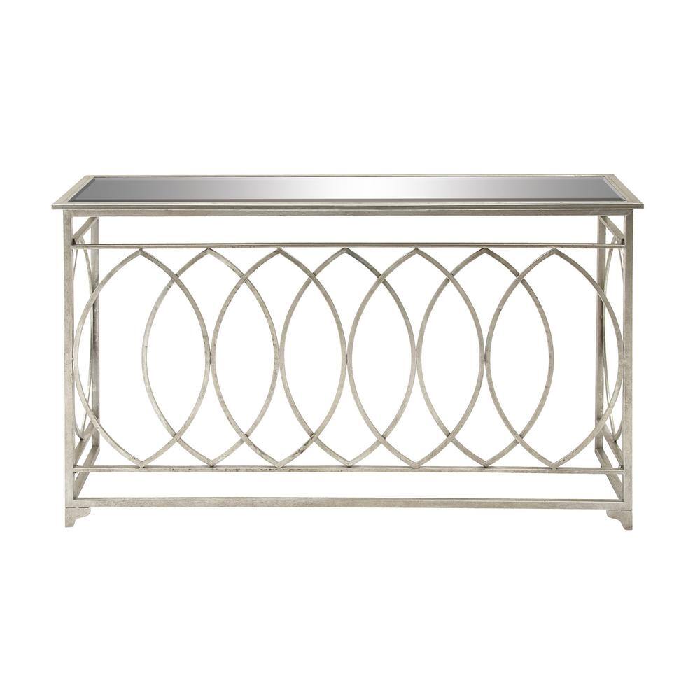 Litton Lane 54 in. Silver Extra Large Rectangle Metal Geometric Console ...