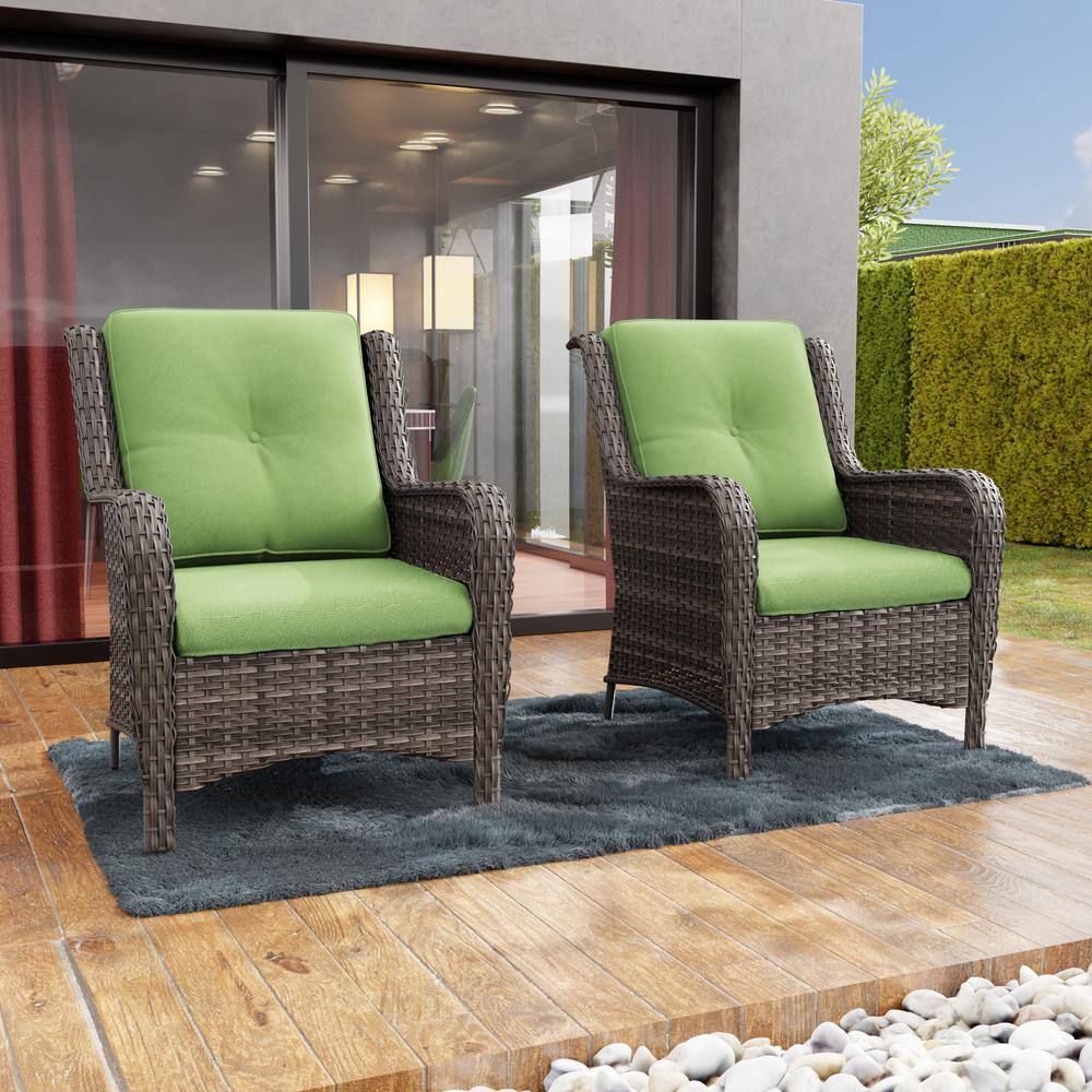 Gardenbee Ergonomic Arm 2-Piece Patio Wicker Outdoor Lounge Chair with ...