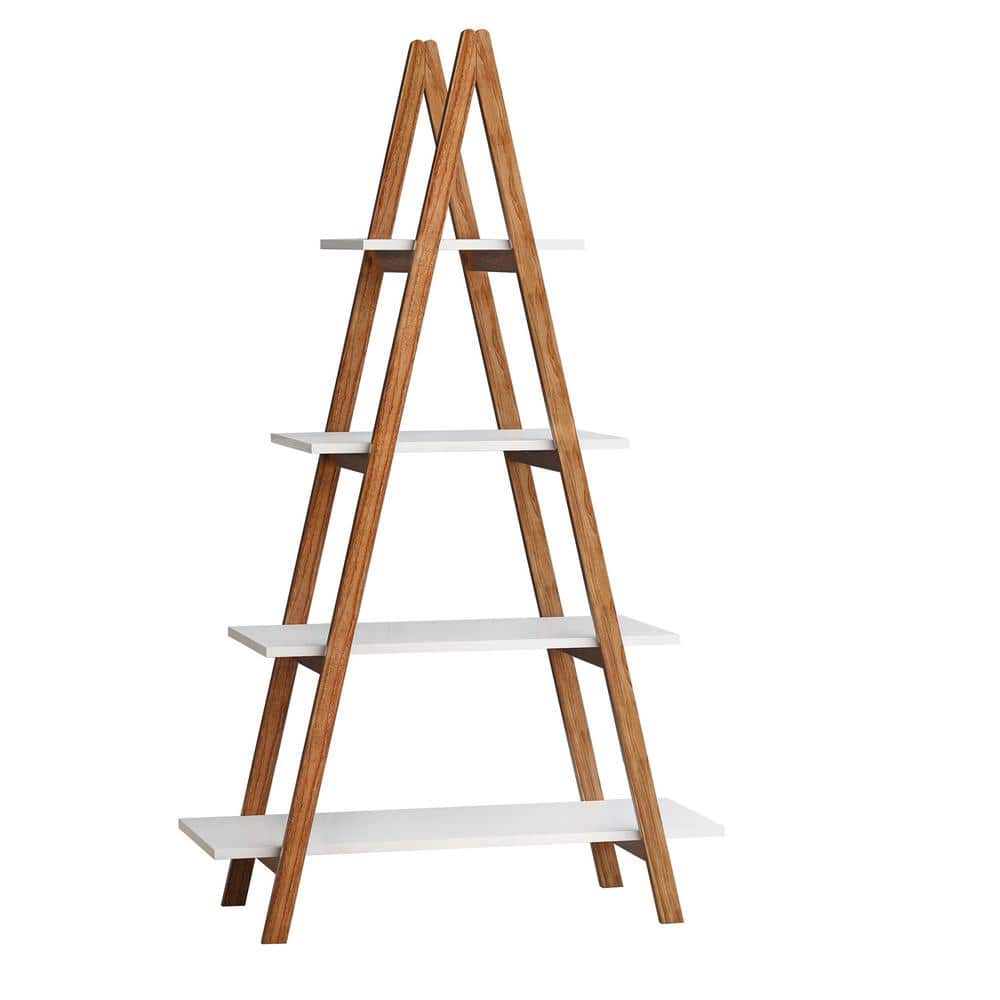 Siavonce Solid Bamboo Wood Oxford "A" Frame Ladder Display Bookshelf DJ ...
