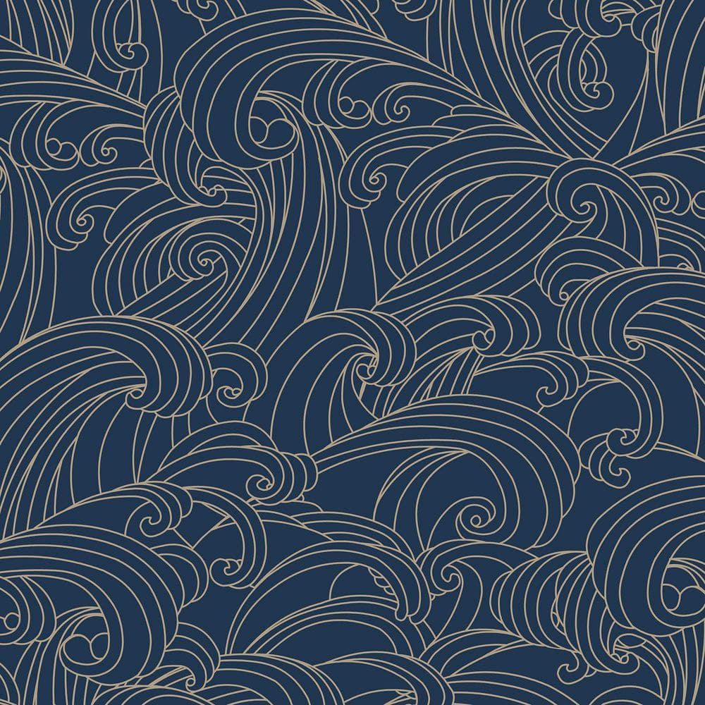 Veer Decor Big Wave Blue Wallpaper VREL01-926 - The Home Depot