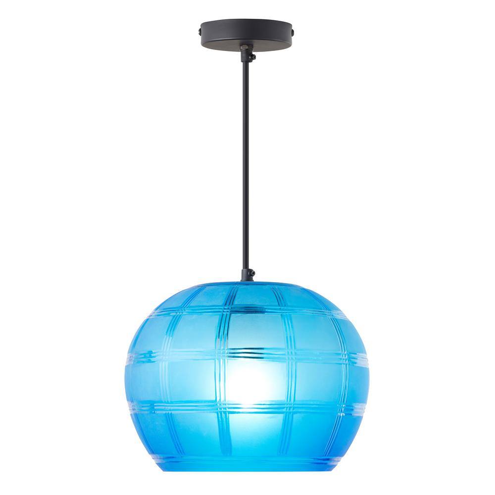 River of Goods Briar 40-Watt 1-Light Blue and Black Pendant Light with ...