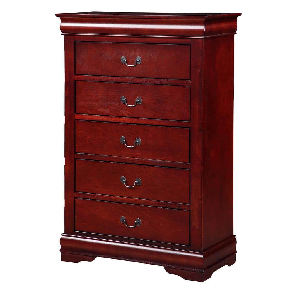 Acme Furniture Louis Philippe Cherry Chest with Wood Frame 47 in. x 15 ...