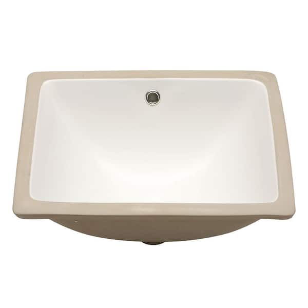 Sarlai 18.5 in. Rectangle Undercounter Bathroom Sink in White Ceramic ...