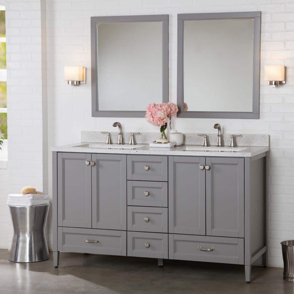 Home Decorators Collection Claxby 61 in. Double Sink Sterling Gray Bath ...