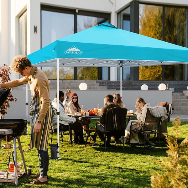 EAGLE PEAK 12 ft. x 12 ft. Straight Leg Pop-Up Canopy with 4-Sand Bags ...