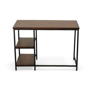 Benjara 19 in. Rectangular Brown and Black Wood Top 0-Drawer Writing ...
