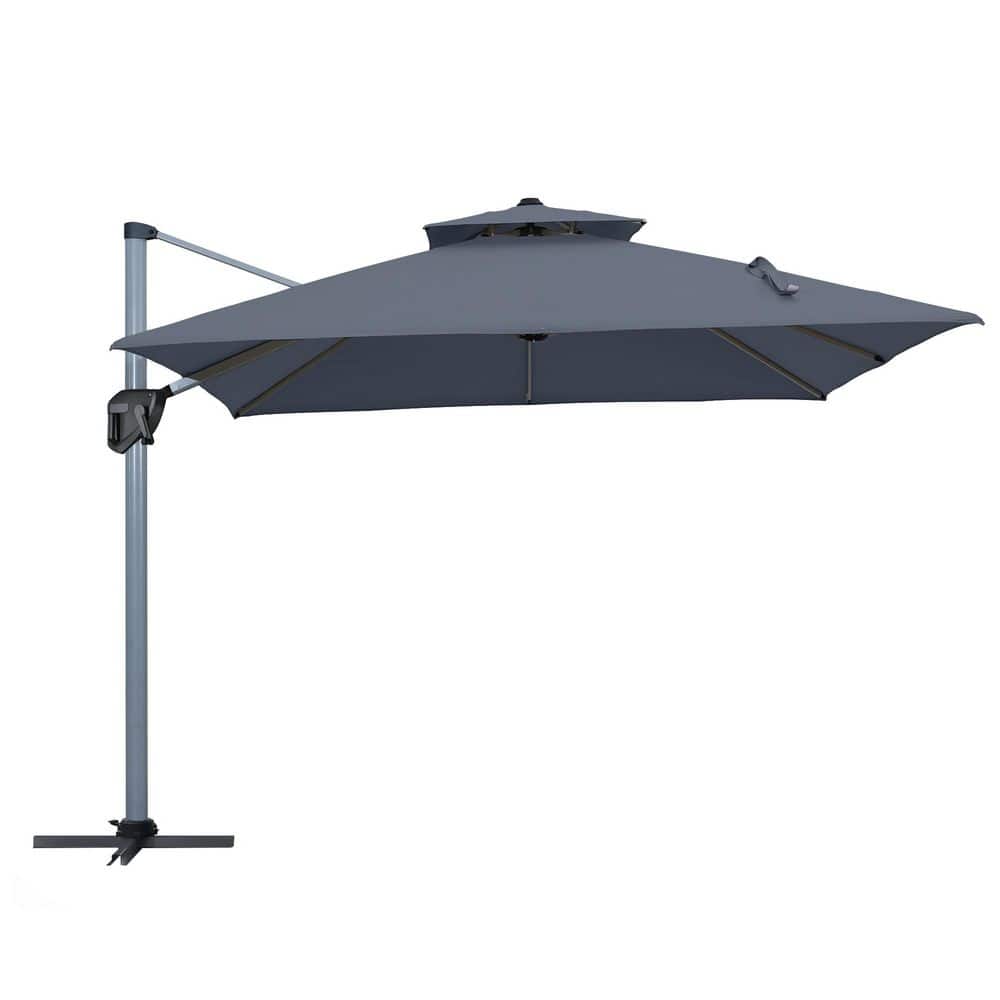 11-1/2 ft. Large Outdoor Aluminum Cantilever 360° Rotation Patio Umbrella in Gray (without ...