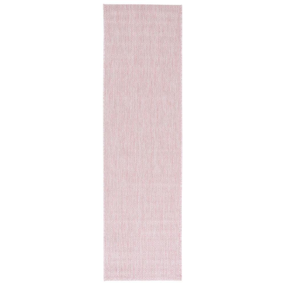 SAFAVIEH Courtyard Soft Pink 2 ft. x 8 ft. Dotted Diamond Indoor ...
