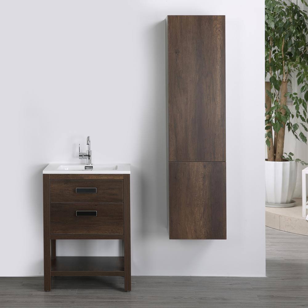 Streamline 23.6 in. W x 32.3 in. H Bath Vanity in Brown with Resin ...