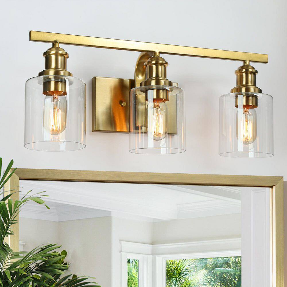 LNC Alvra 22 in. Vintage Plated Natural Brass Bathroom Vanity Light ...