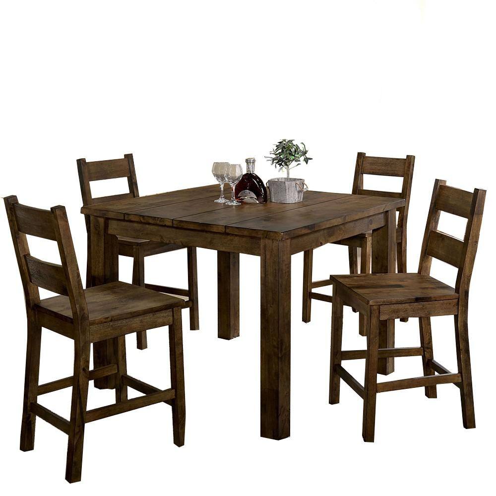 William's Home Furnishing Kristen II 5-Piece Rustic Oak Counter Height ...