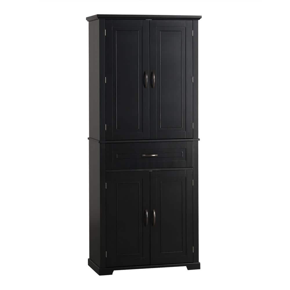 Polibi Black 72.20 in. Accent Storage Cabinet with Doors, Drawer and ...