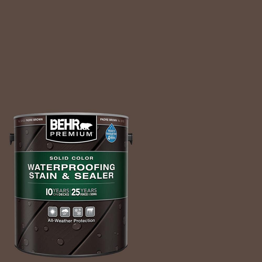 BEHR PREMIUM 1 gal. #SC-105 Padre Brown Solid Color Waterproofing ...