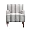 Uixe Modern Gray Striped Linen Fabric Upholstered Accent Armchair With ...