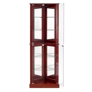GOOD & GRACIOUS Cherry Finish Corner Curio Display Cabinet with 6 ...