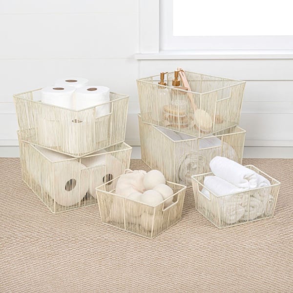 happimess Sutton Beige 16 in. x 8 in. Modern Glam Handmade Wire Metal ...