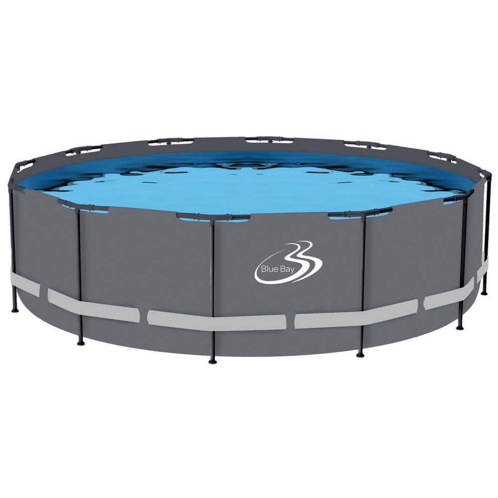 Sunneday Bluebay 15 ft. 48 in. Round Soft-Sided Pool Grey/Grey Tubing ...