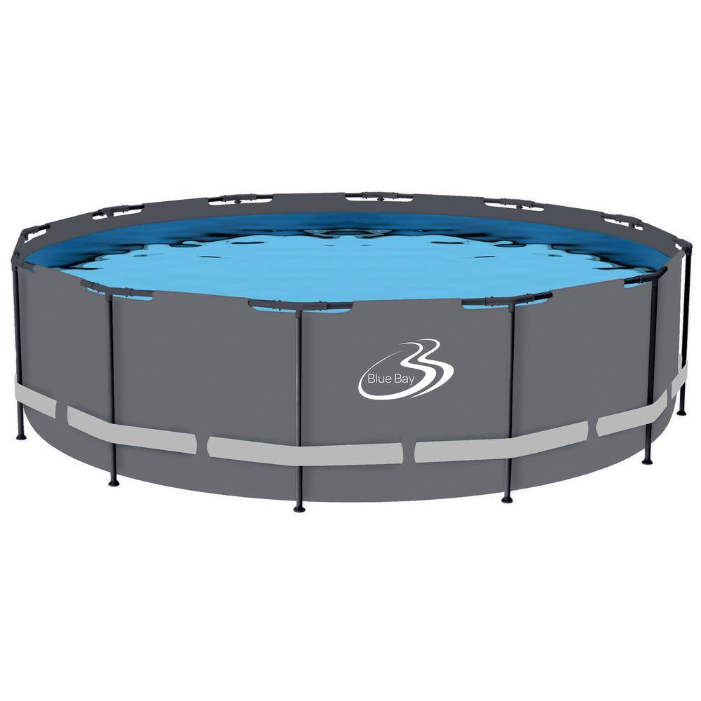 Sunneday Bluebay 15 ft. 48 in. Round Soft-Sided Pool Grey/Grey Tubing ...