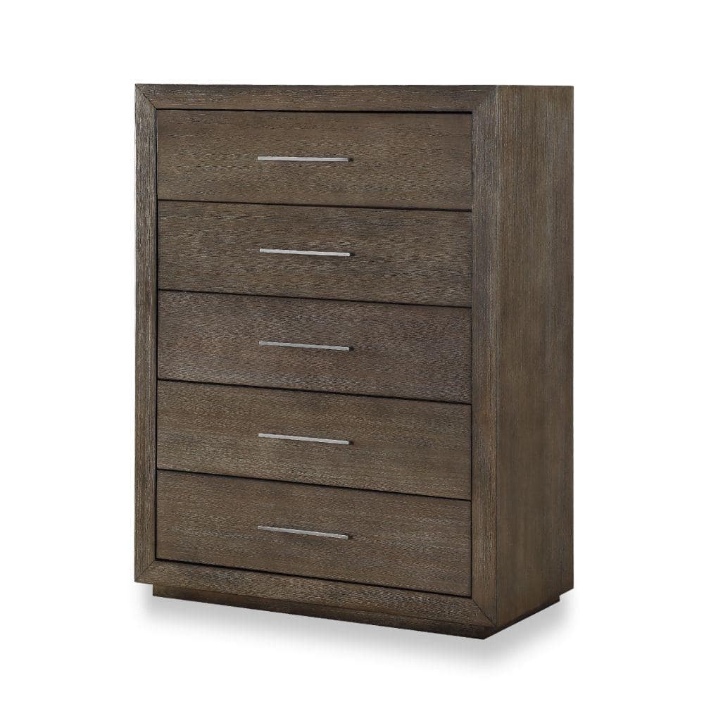 Benjara 40 in. Brown 5-Drawer Tall Dresser Chest Without Mirror ...