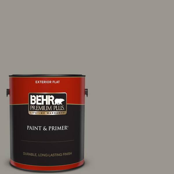 BEHR PREMIUM PLUS 1 gal. #N360-4 Battleship Gray Flat Exterior Paint ...