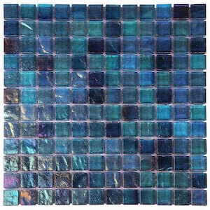 Ivy Hill Tile Speckle Tropical Blue 3 in. x 0.31 in. Polished Glass ...