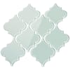 Giorbello Baby Blue Arabesque 4 in. x 5 in. x 8mm Glass Backsplash and ...