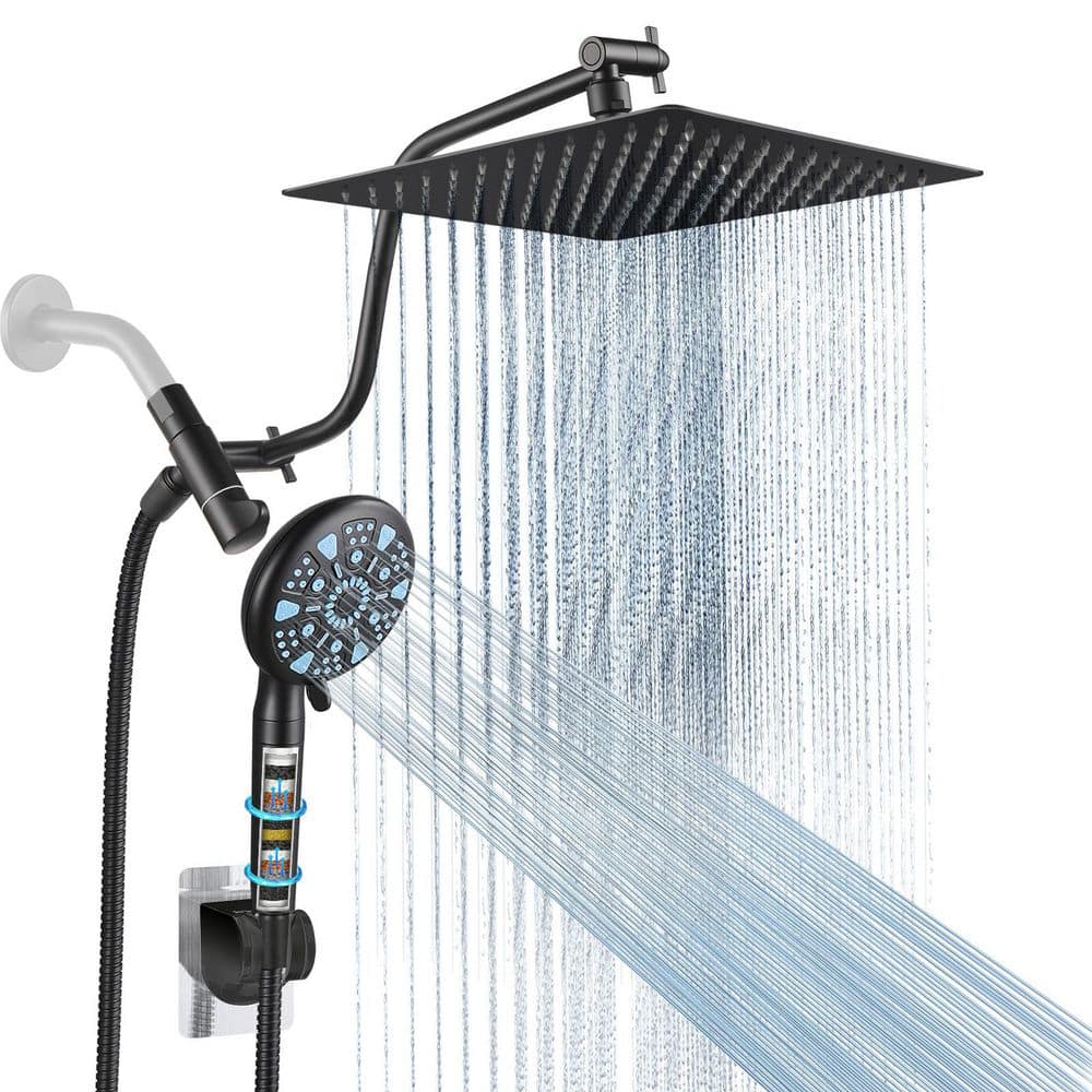 Heemli Rainfull 2-in-1 9-Spray Patterns Adjustable Fixed Shower Head ...