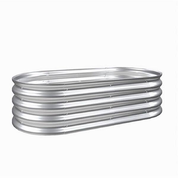 4 x 2 x 1 ft. Silver Garden Oval Large Metal Raised Bed for Flower ...