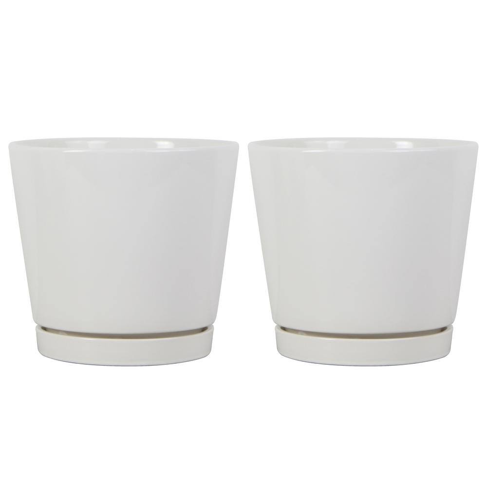 Trendspot 6 in. Piedmont Small White Ceramic Planter (6 in. D x 5.7 in ...