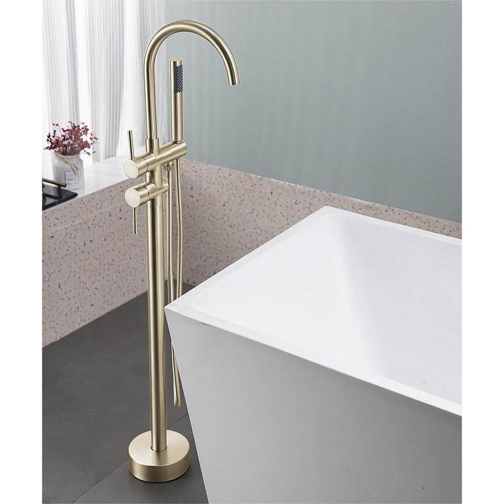 Staykiwi 2 Handle Bathroom Freestanding Tub Faucet with Hand Shower in ...