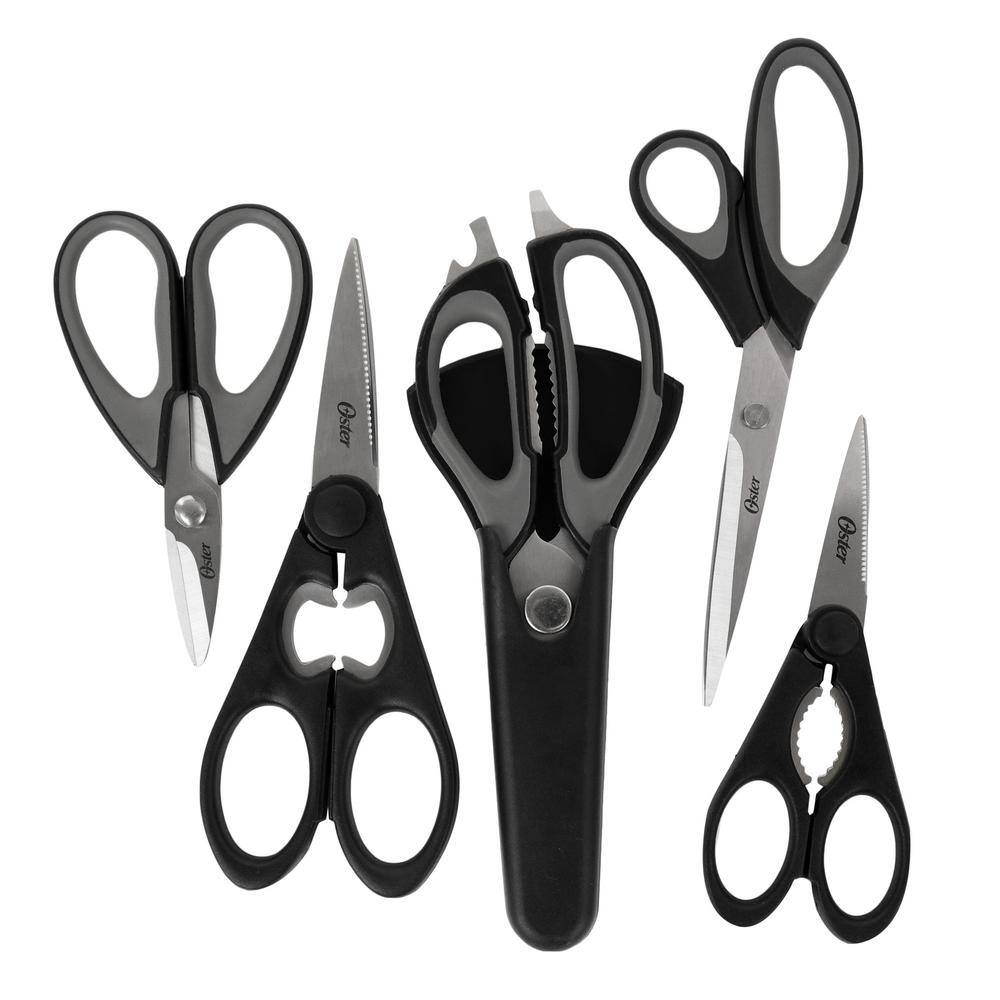 Oster Huxford 6-Piece Stainless Steel Kitchen Shears Set in Black ...