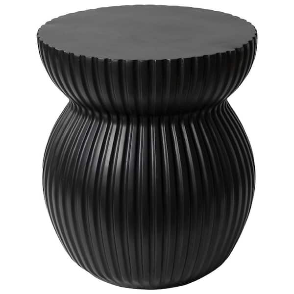 LeisureMod Mander Round Fiberstone Side Table – Ribbed Hourglass End ...