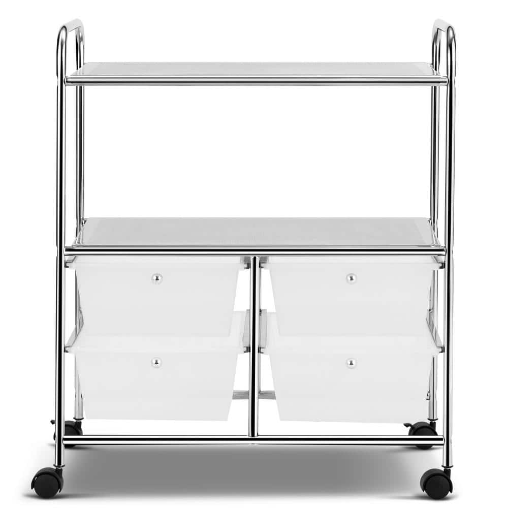 HONEY JOY 4-Drawer Plastic Rolling Storage Cart Metal Rack Organizer ...
