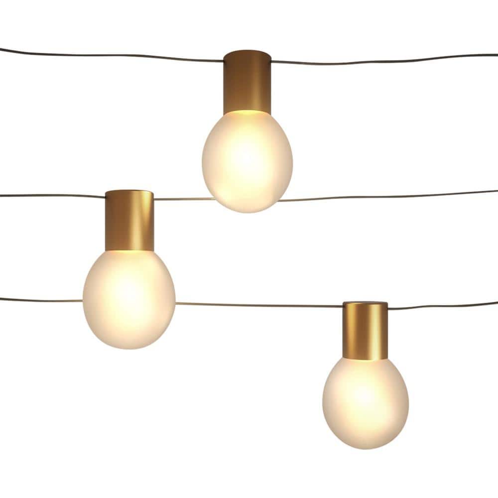 Hampton Bay 12-Light 12 ft. Indoor/Outdoor Gold Socket Plug-In String ...