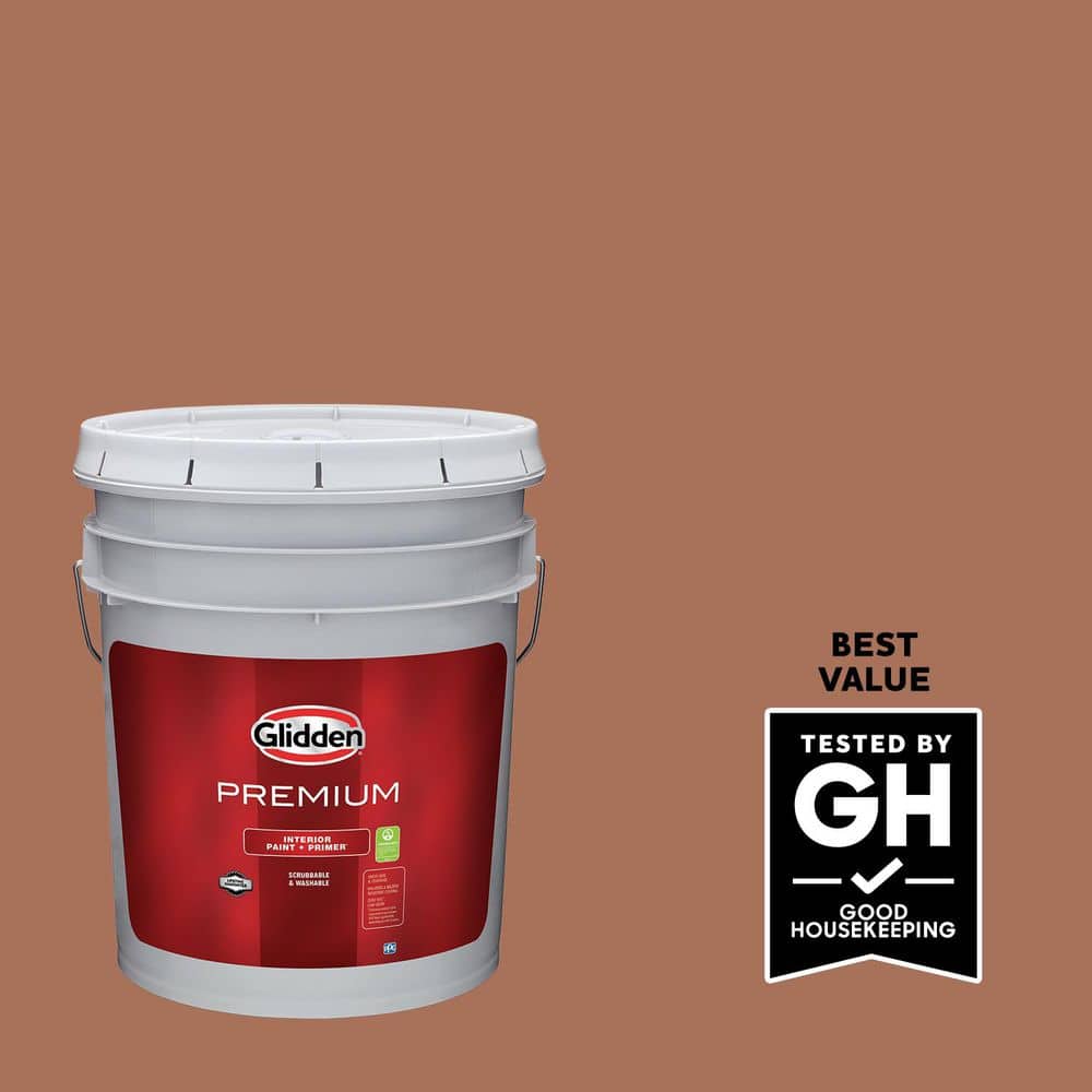 Glidden Premium 5 gal. PPG1068-6 Nutmeg Satin Interior Latex Paint ...