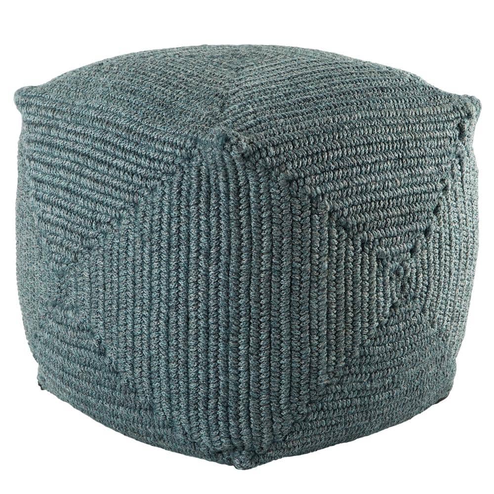 Chadwick Indoor/ Outdoor Solid Teal Cube Pouf BRF100438 - The Home Depot