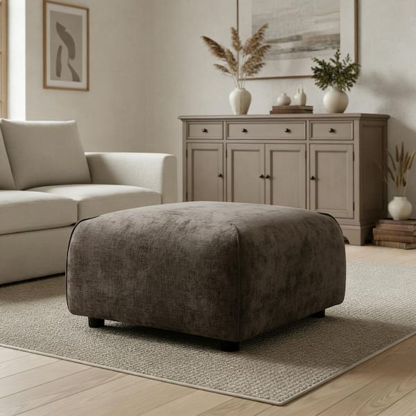 CHRISTOPHER KNIGHT HOME Lilah Brown Polyester Upholstery Square Ottoman ...