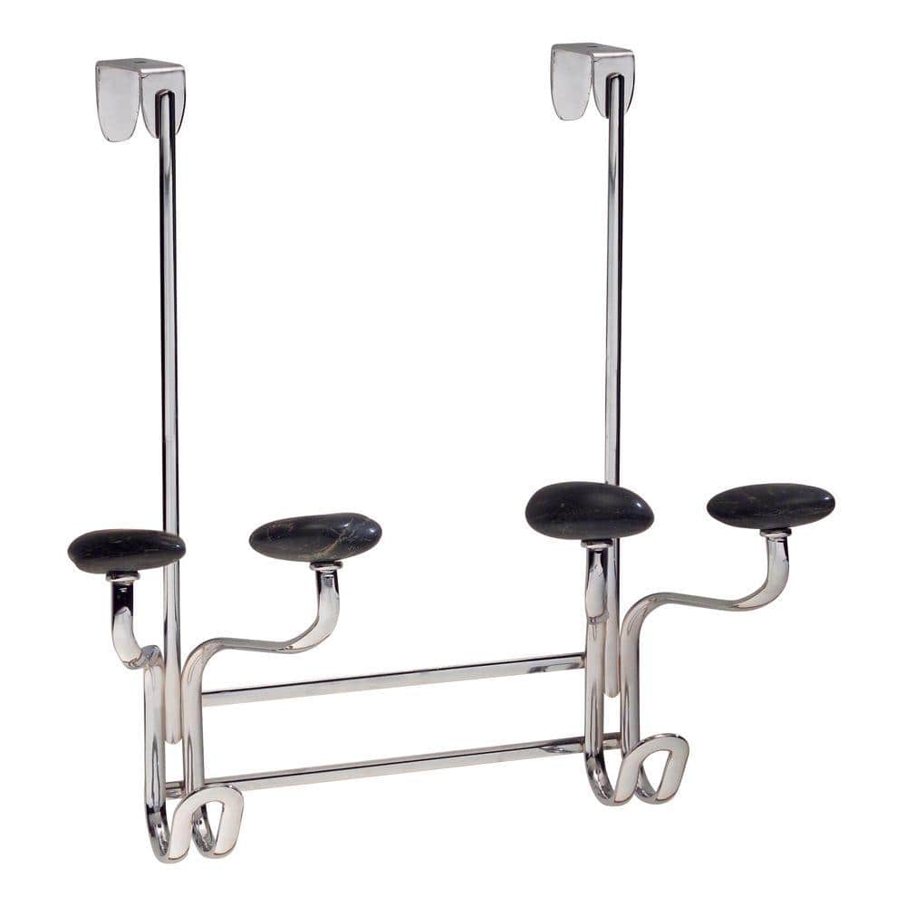 interDesign Pebblz Over-the-Door Double Rack in Black & Chrome 65770 ...