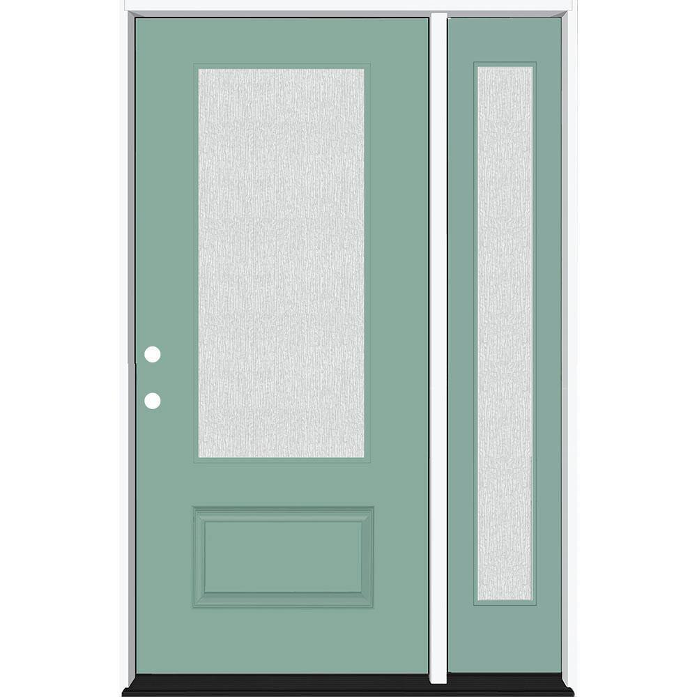 Steves & Sons Legacy 51 in. x 80 in. 3/4 Lite Rain Glass RHIS Primed ...